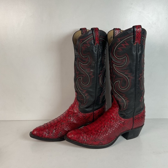 Larry Mahan | Shoes | Vintage Larry Mahan Cherry Red Python Snakeskin ...